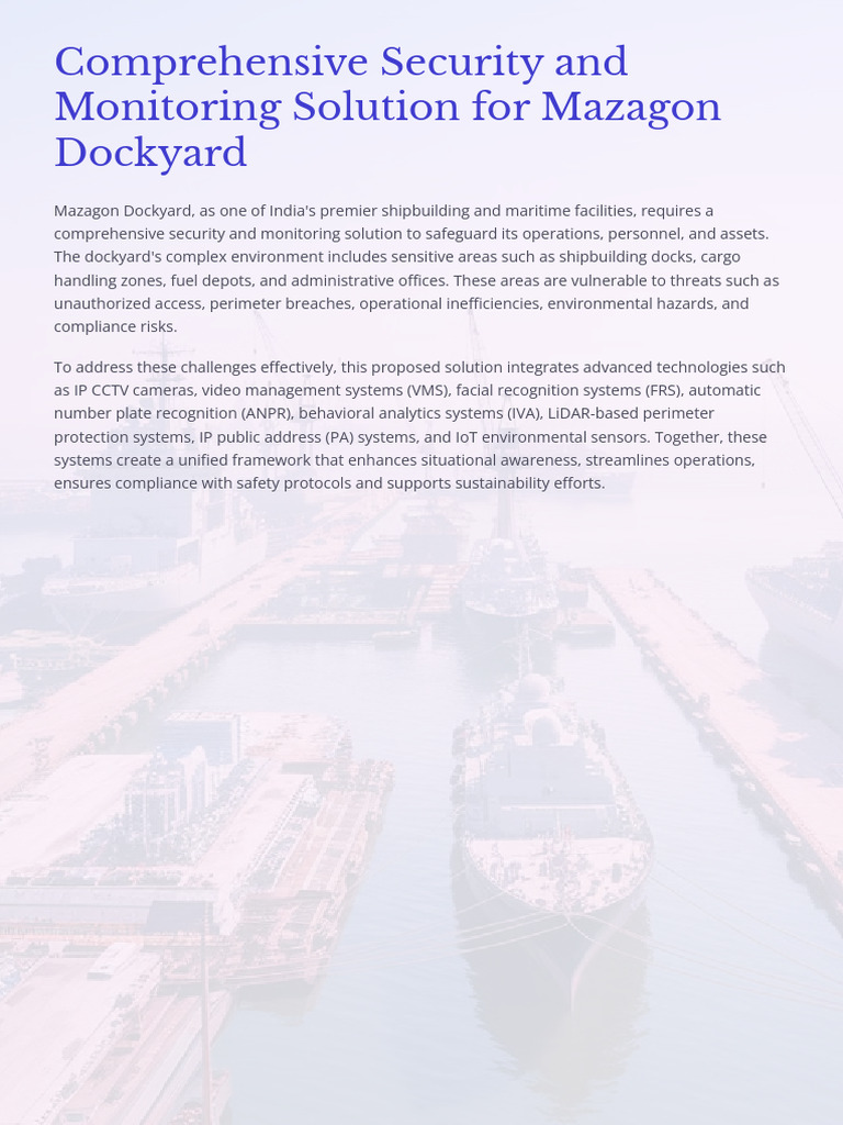 Comprehensive Security and Monitoring Solution For Mazagon Dockyard ...