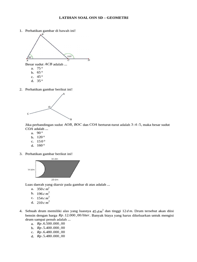 LATIHAN SOAL OSN MATEMATIKA - Geometri | PDF