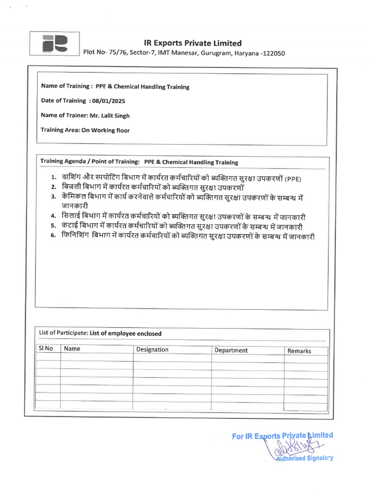 Ppe Chemical Handling Training 75 76 Pdf