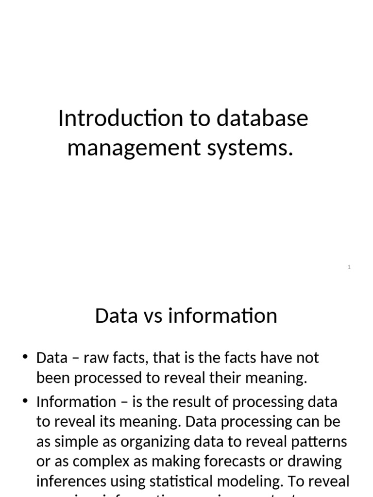 Lecture 1 - Introduction to DBMS | PDF | Databases | Information Technology Management