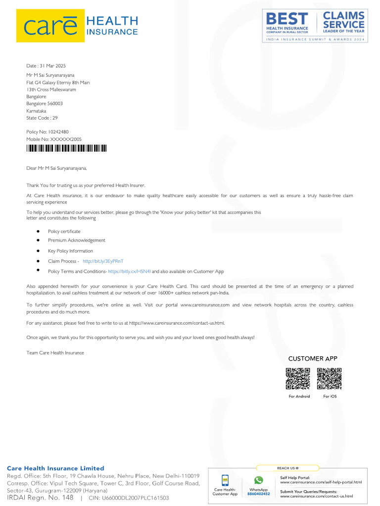 Care Health Insurance Renewal Notice | PDF | Insurance | Taxes