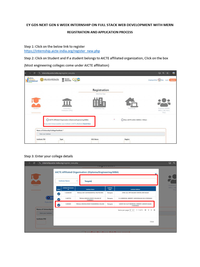 AICTE Registration Process | PDF