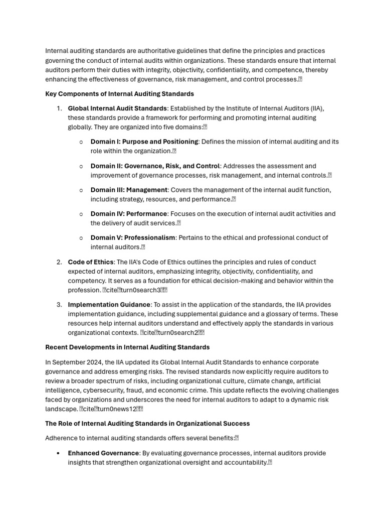 Key Components of Internal Auditing Standards | PDF | Internal Audit ...