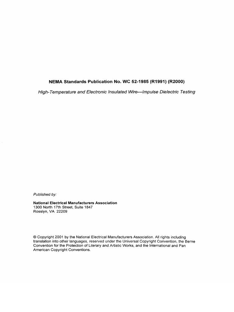 NEMA WC 52 HT Impulse Diaelectric Testing | PDF