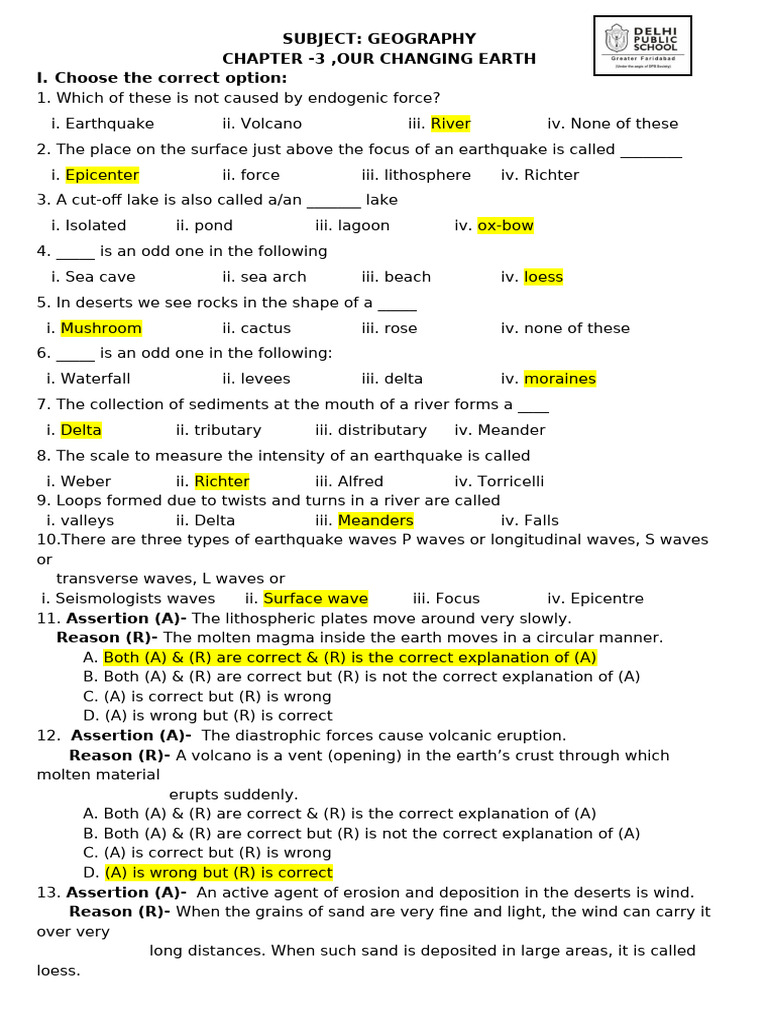 Class 10 Geography: Changing Earth Insights | PDF | Plate Tectonics ...