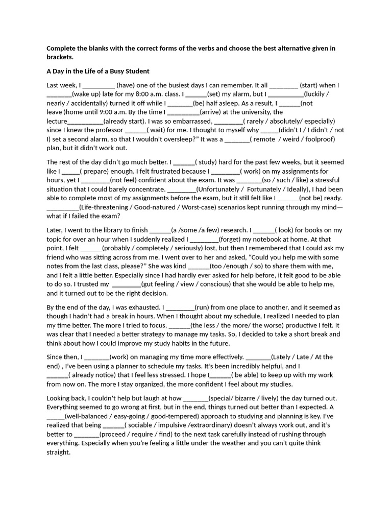 A Busy Day in a Student's Life | PDF