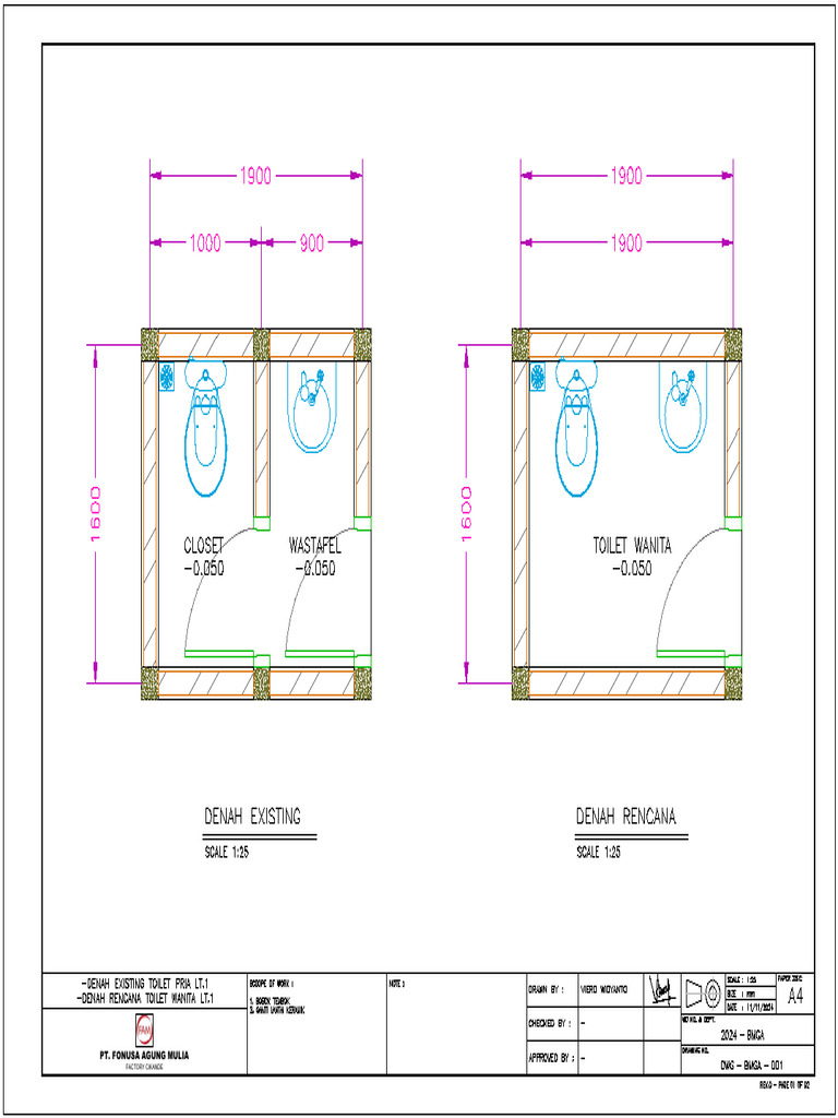 Denah Toilet Pria Lt.1 (Office) | PDF