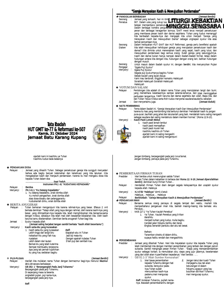 Liturgi Ibadah Padang 2024 | PDF