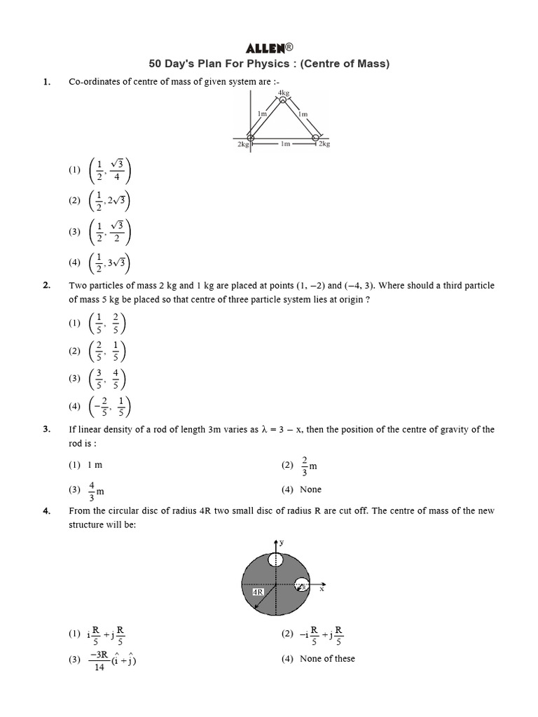 Centre of Mass in Collisions and Discs | PDF | Collision | Mechanical ...