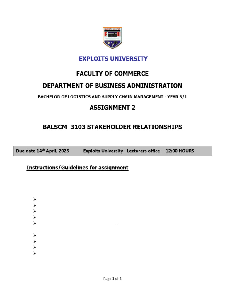 STAKEHOLDER RELATIONSHIPS - Assignment 1 | PDF