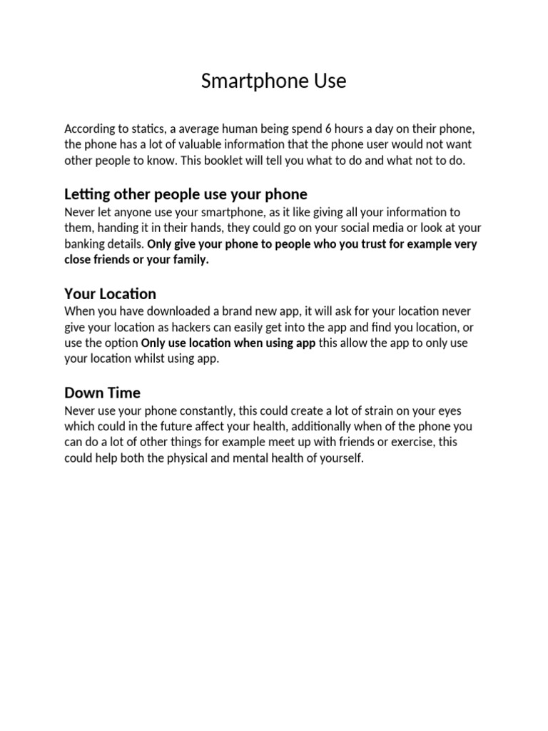 Smartphone Safety Tips and Health Advice | PDF