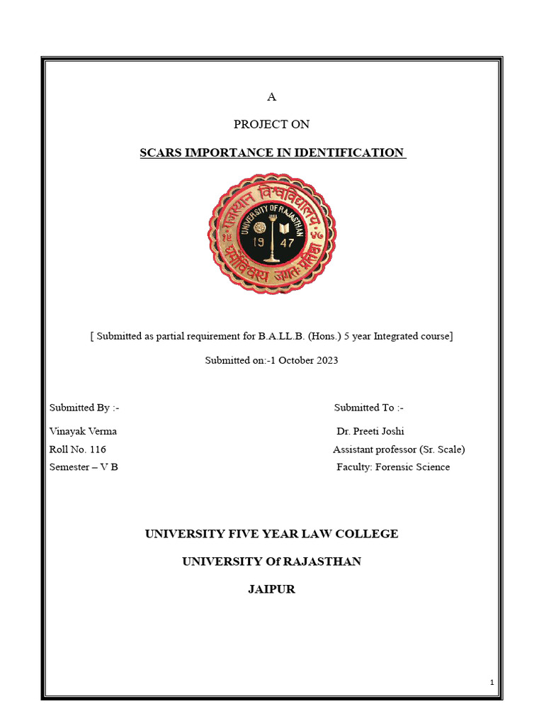 Forensic Project Vinayak | PDF | Scar | Medical Specialties