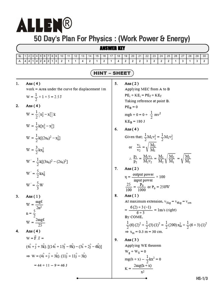 Work - Energy - Power-Solution | PDF