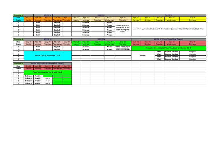 2025 Trimester 3 Exam Schedule | PDF | Academic Term