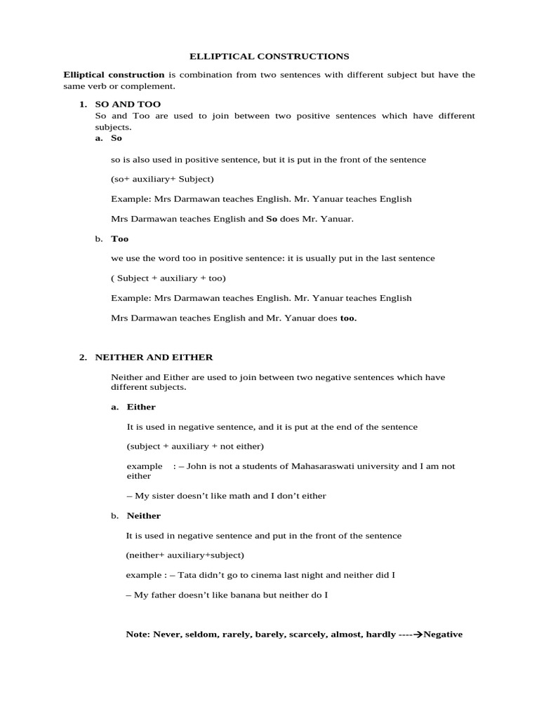 Understanding Elliptical Constructions | PDF