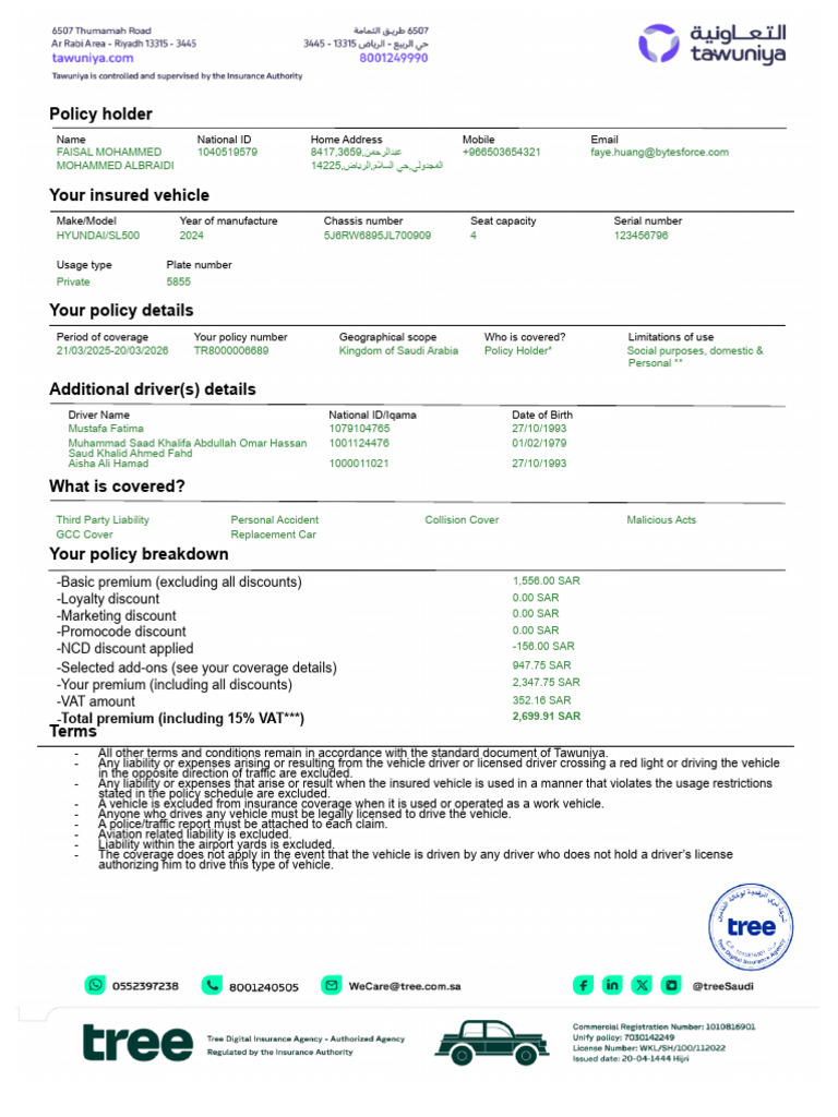 Motor Third Party Policy Document - TR8000006689 | PDF | Liability ...