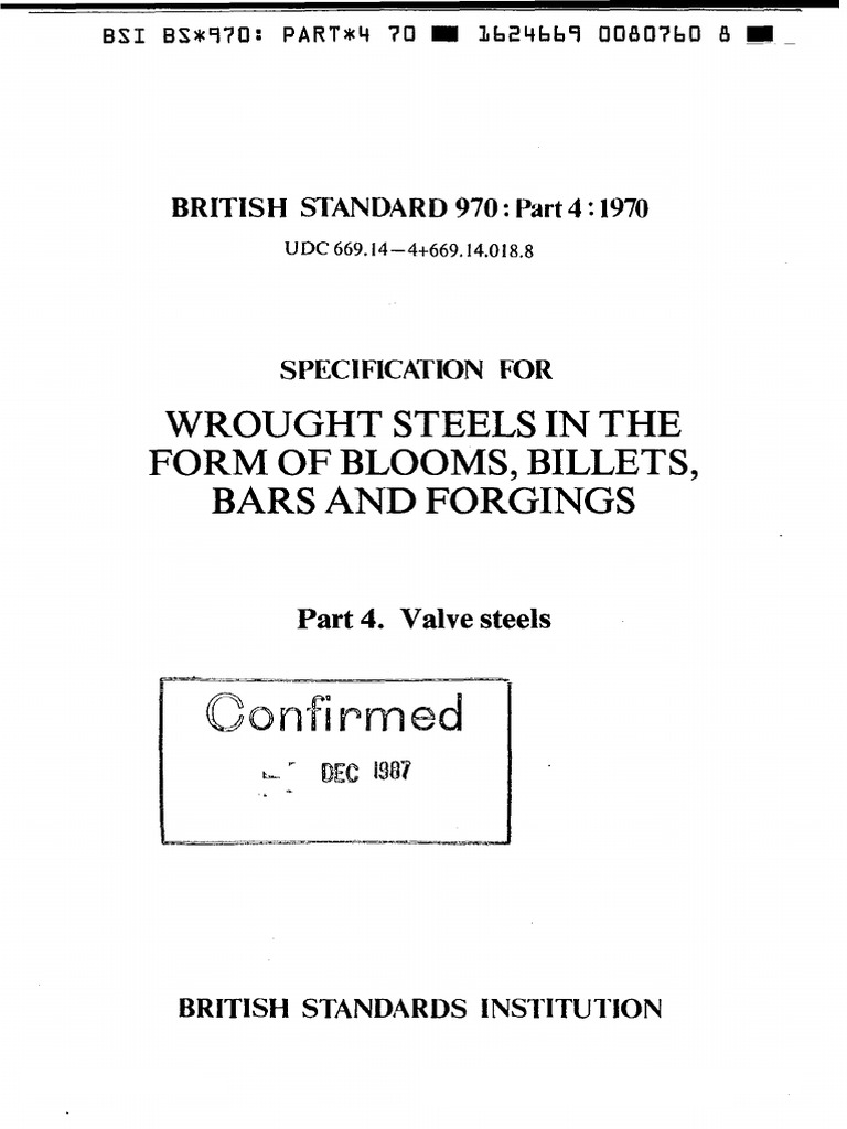 BS 970-4 1970 Wrought Steels For Mechanical and Allied Engineering ...
