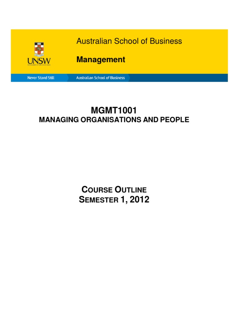 MGMT1001 Course Outline: Managing People | PDF | Plagiarism | Critical ...