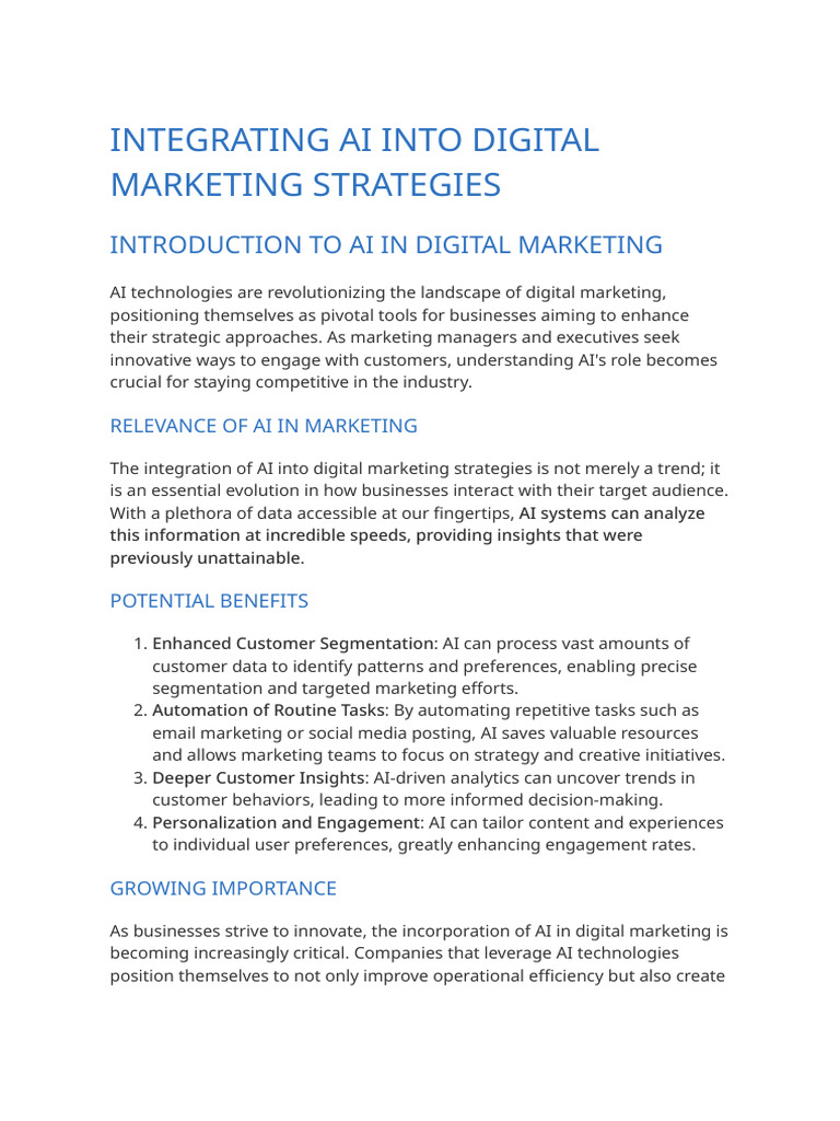AI Integration in Digital Marketing Strategies | PDF | Artificial ...