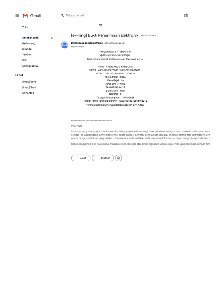 Andrianus Harsono, S.PD - Bukti Penerimaan Elektronik | PDF
