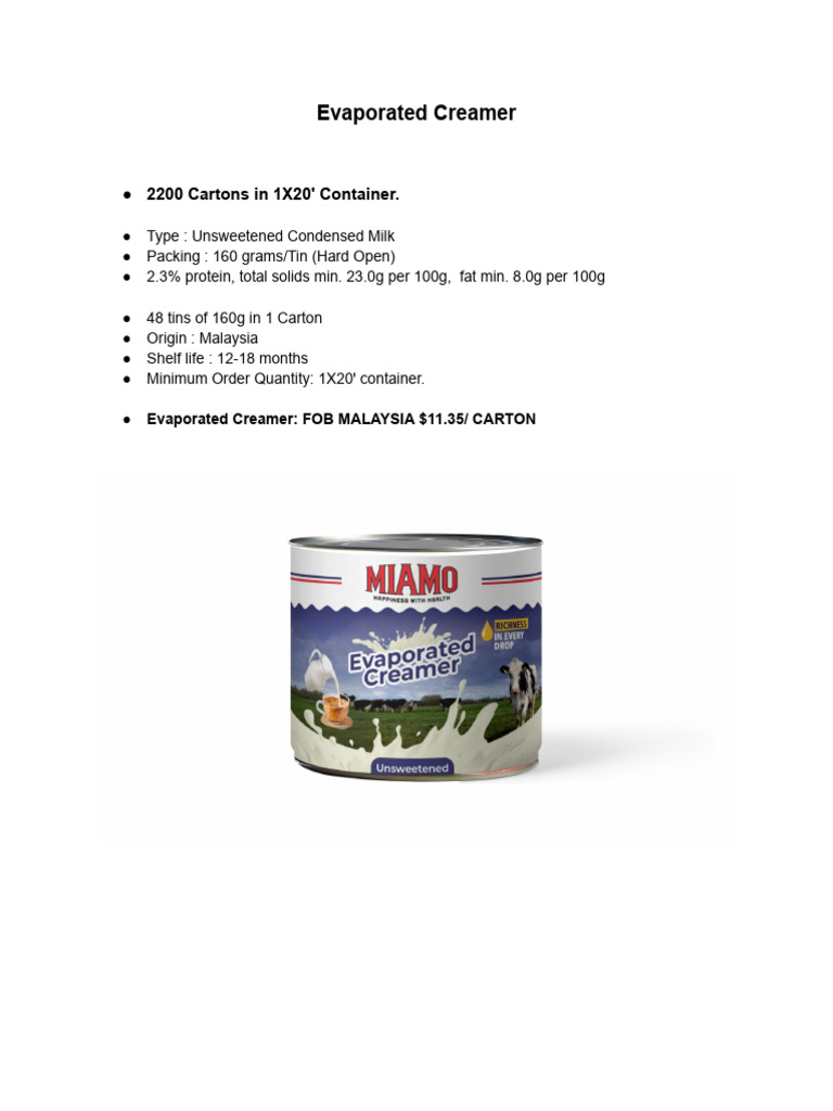 Evaporated Creamer 160g (HO) | PDF