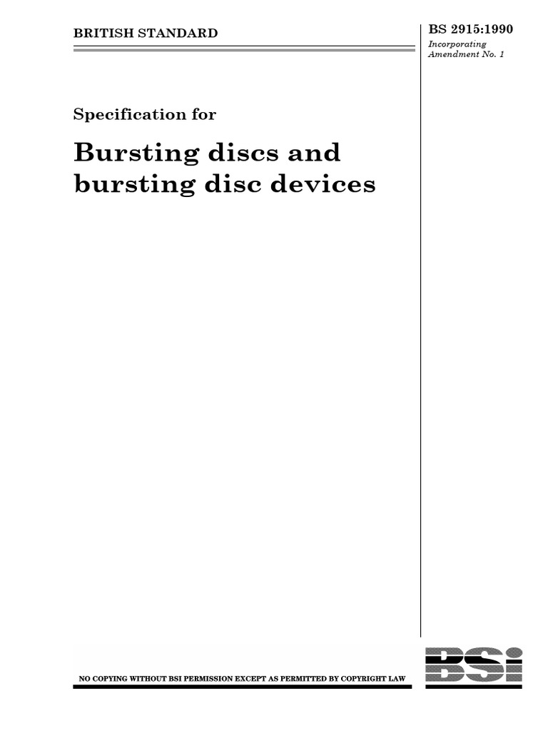 BS 2915 1990 Bursting Discs and Bursting Disc Devices | PDF | Pipe ...