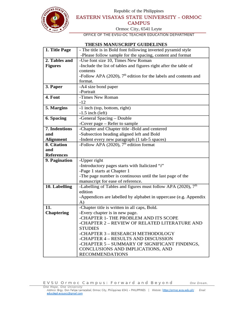 Evsu Research Format2024 | PDF | Thesis | Apa Style