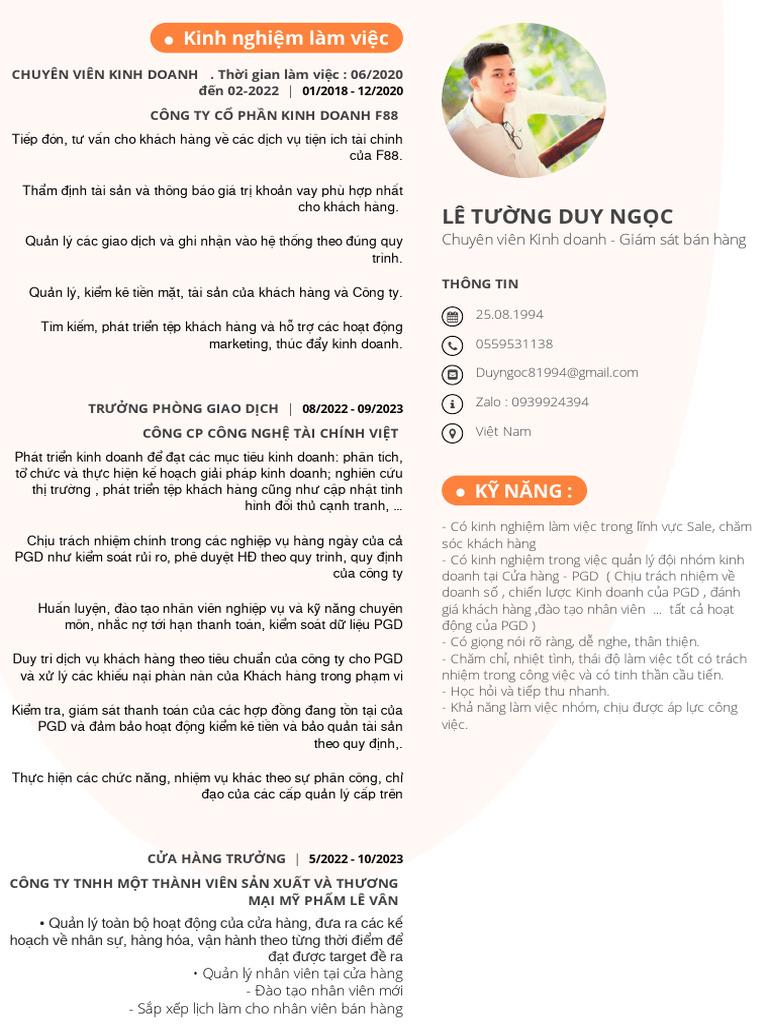 Le Tuong Duy Ngoc CV | PDF