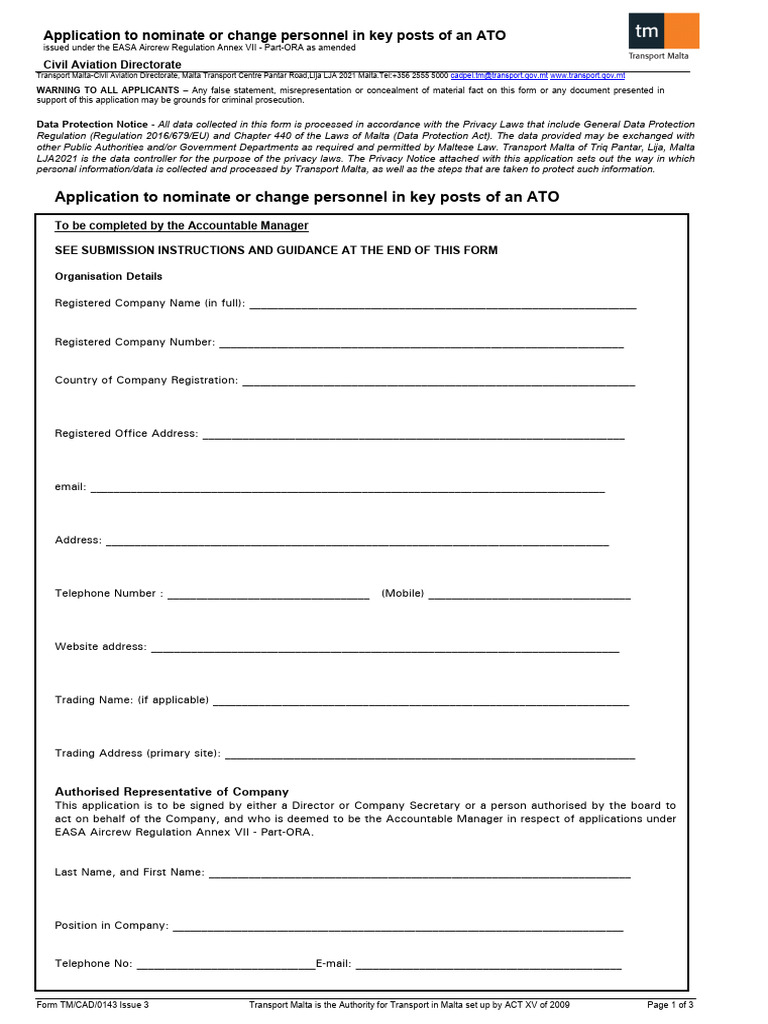 ATO Personnel Nomination Application Form | PDF | Information Privacy ...
