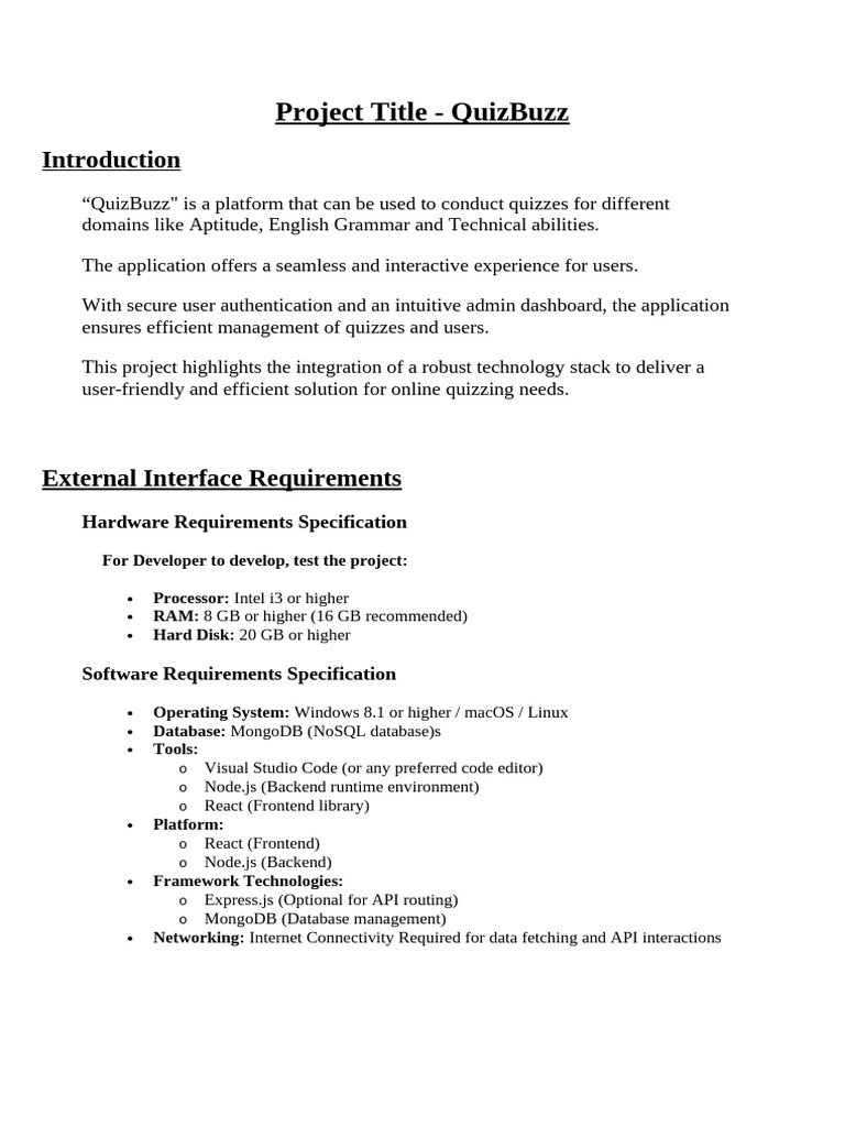 Hardware Software Requirements | PDF