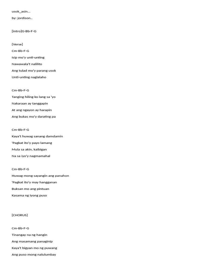 Usok Chords & Lyrics | PDF