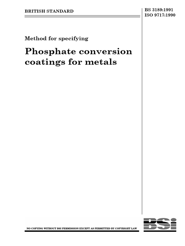 BS 3189 1991 Phosphate Coating Conversions For Metals | PDF | Corrosion | Coating