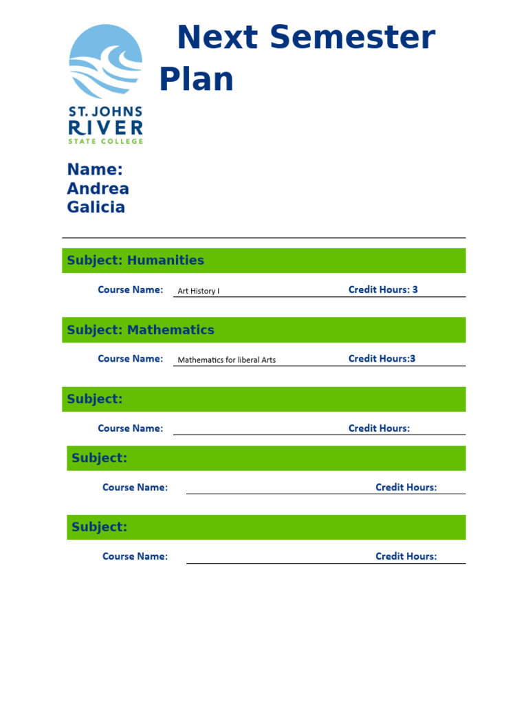 Next Semester Plan Form-2 | PDF