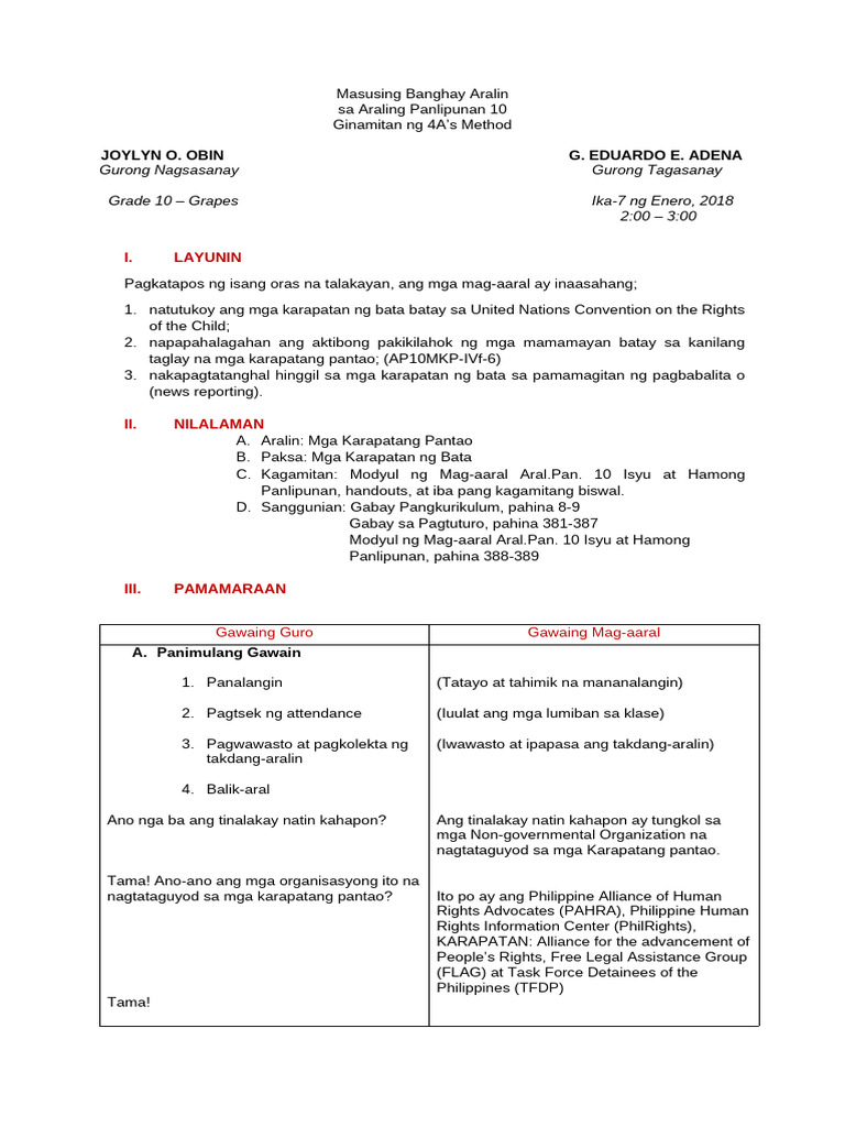 Lesson Plan 8 | PDF