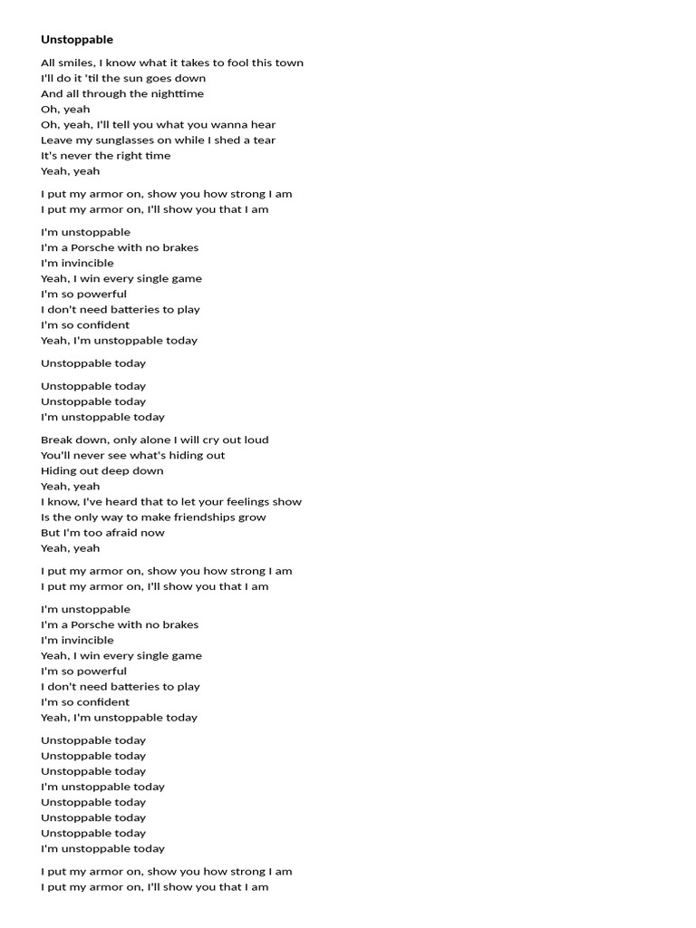 Unstoppable Lyrics | PDF