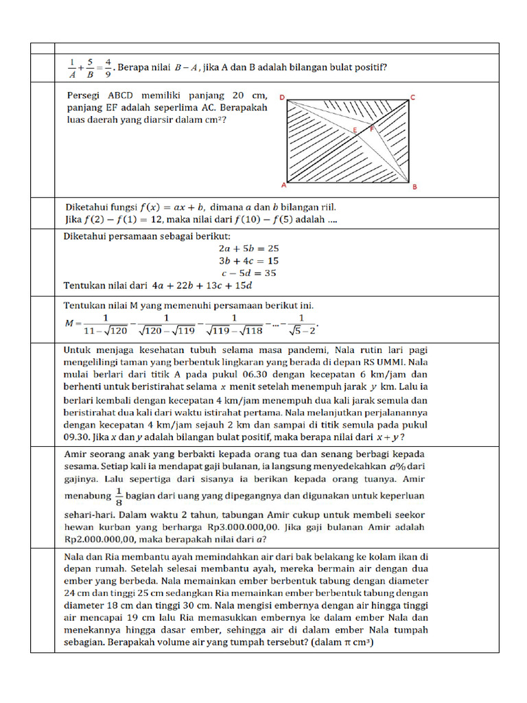 Soal Final KMS Kelas 9-10 | PDF