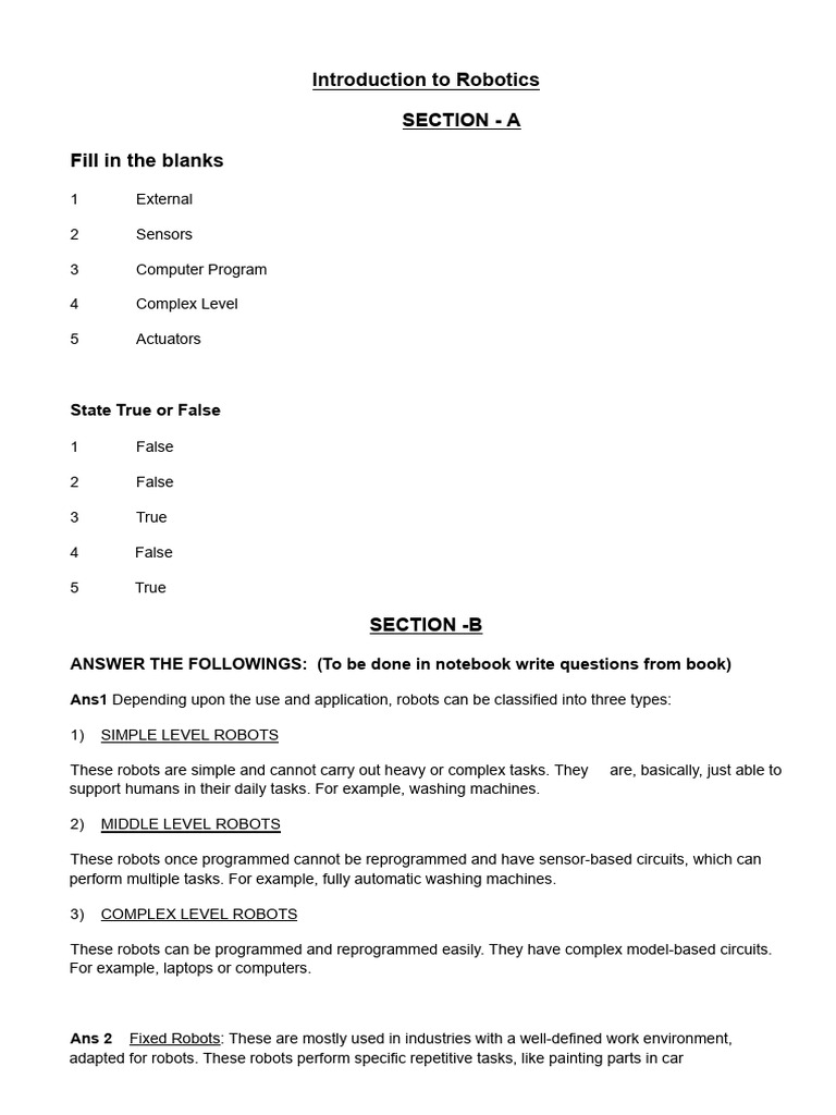 Intro To Robotics CH5 Notebook and Books Questions | PDF | Robot | Robotics