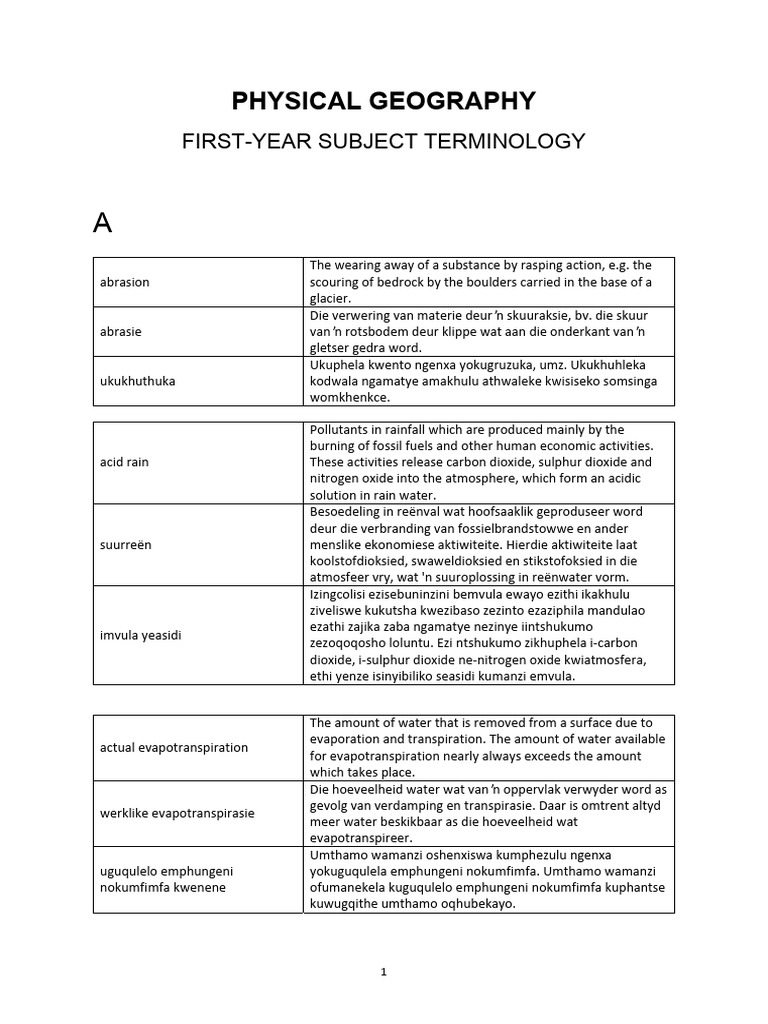 Physical Geography_terms and definitions | PDF | Plate Tectonics ...