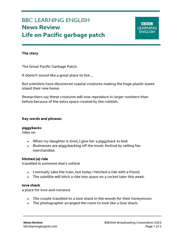 News Review Ocean Garbage | PDF