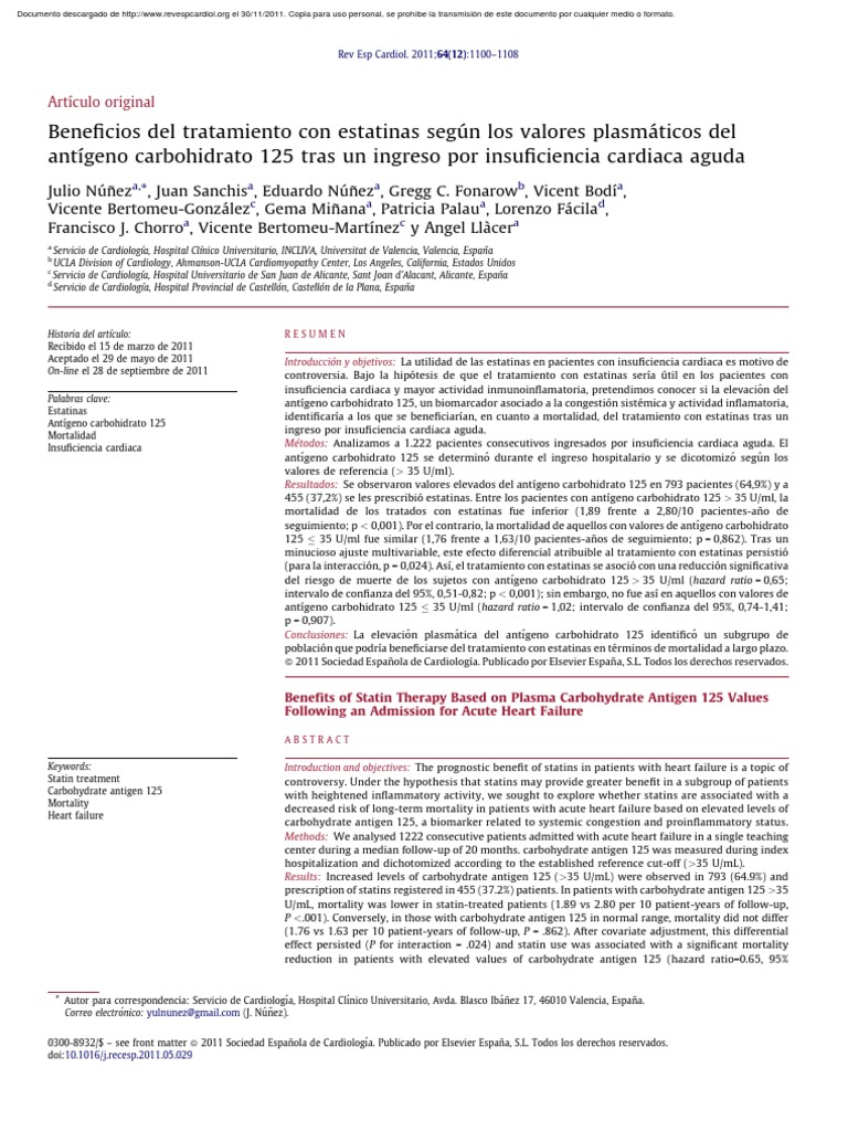 CTL Servlet | PDF | Estatinas | Inflamación