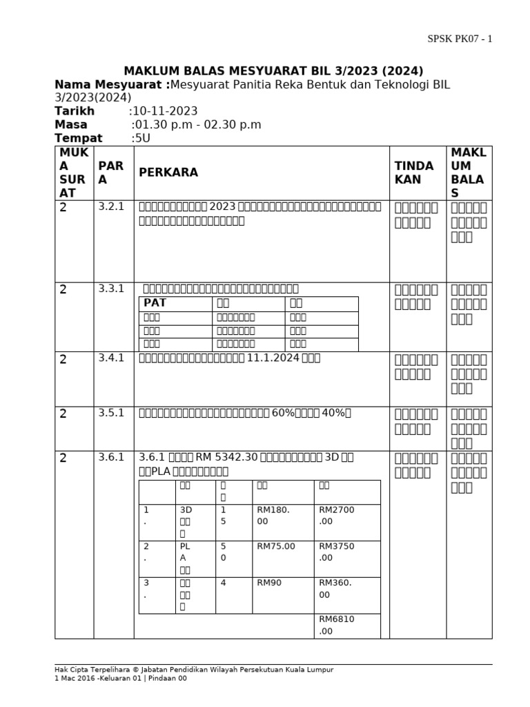5.maklum Balas Bil 3 2023 | PDF