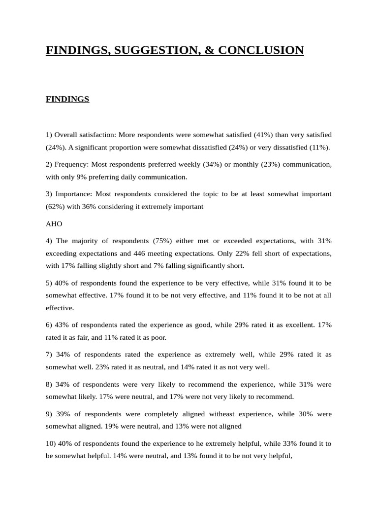 FINDINGS Suggestion and Conclusion | PDF | Human Resource Management ...