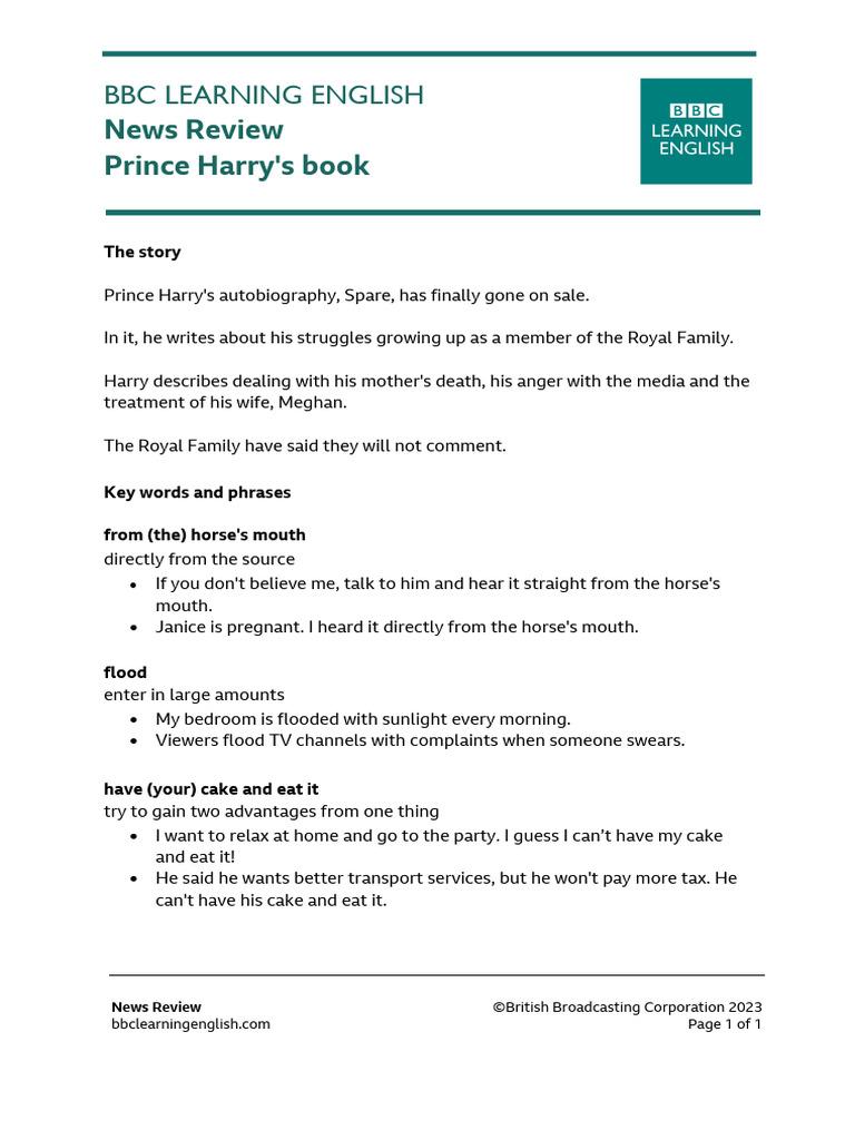230111 News Review Prince Harrys Book | PDF