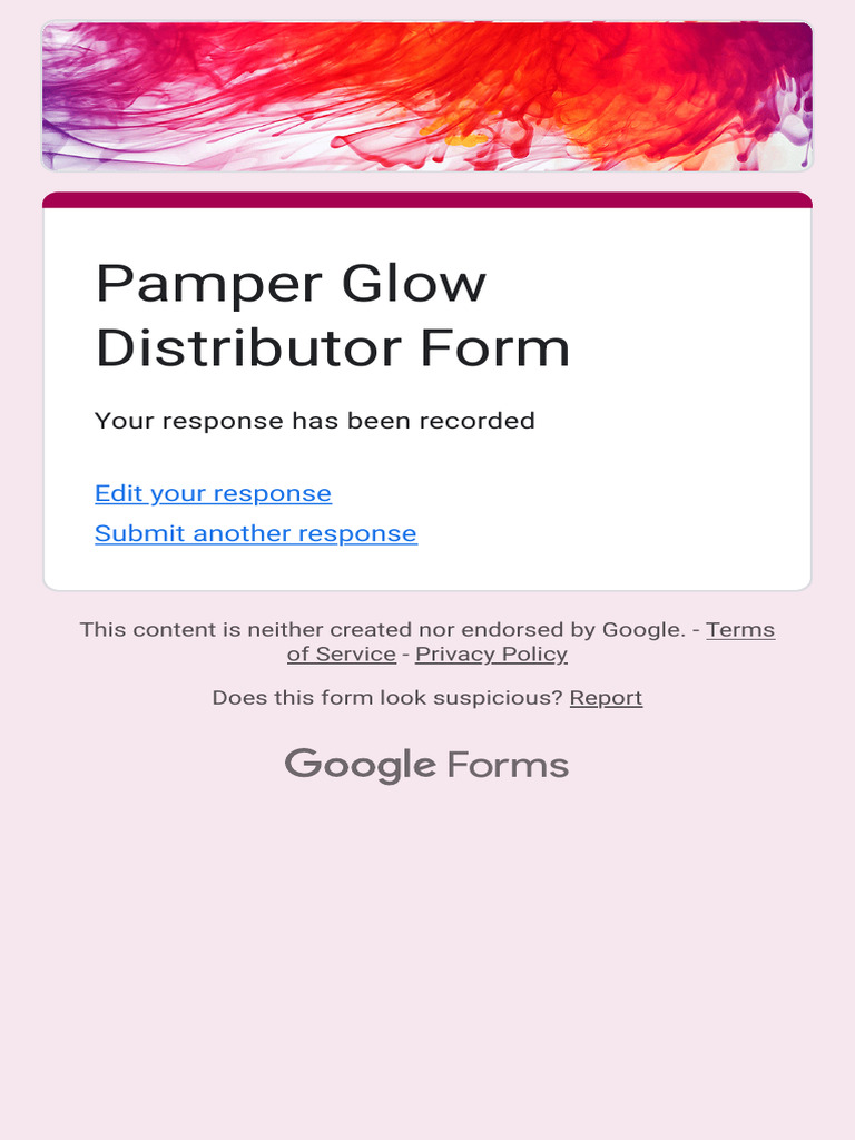 Pamper Glow Distributor Form | PDF