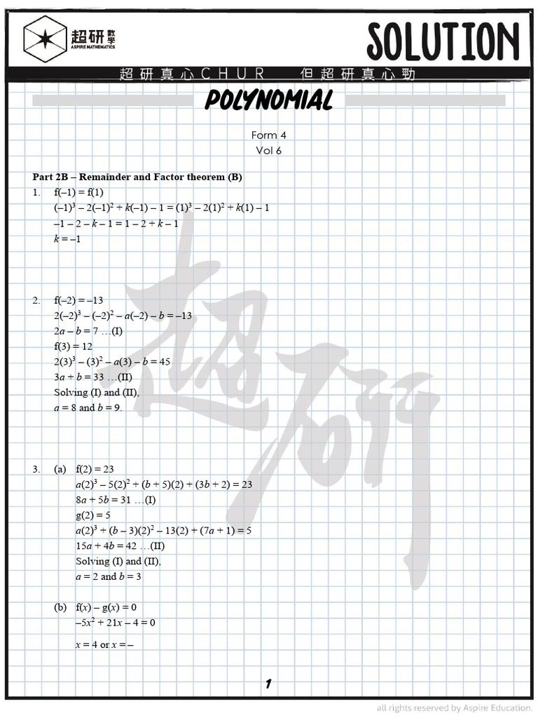 F4 Regular Lesson 12 Homework Solution | PDF | Elementary Mathematics ...