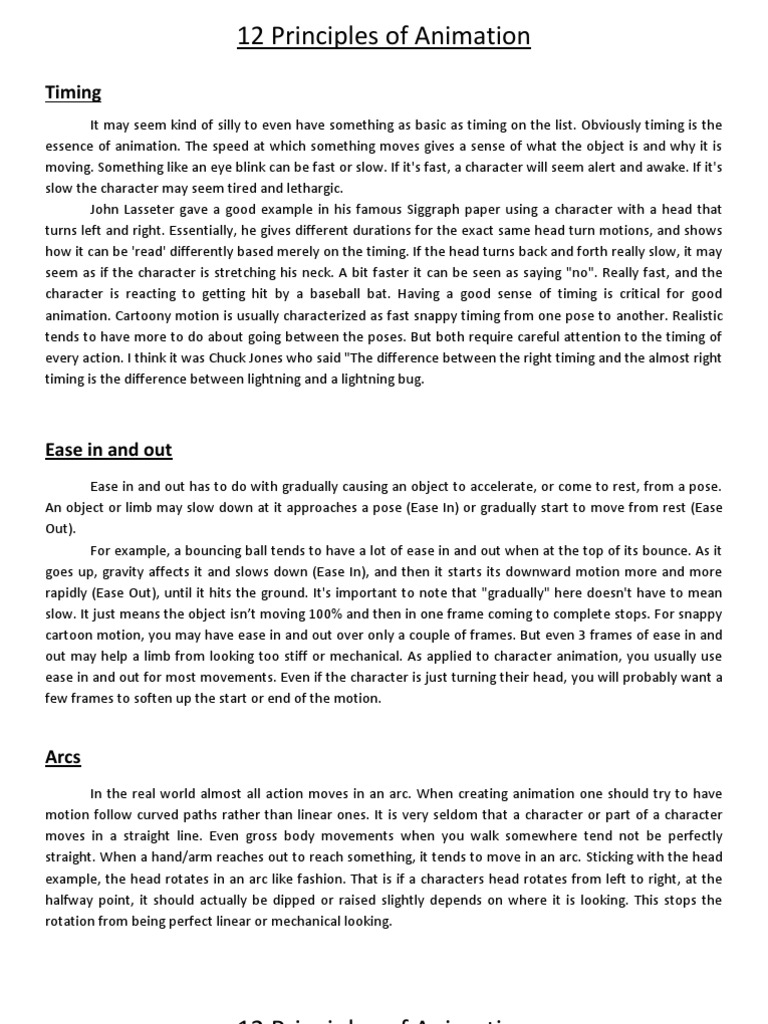 12 Principles of Animation | PDF | Animation | Rotation