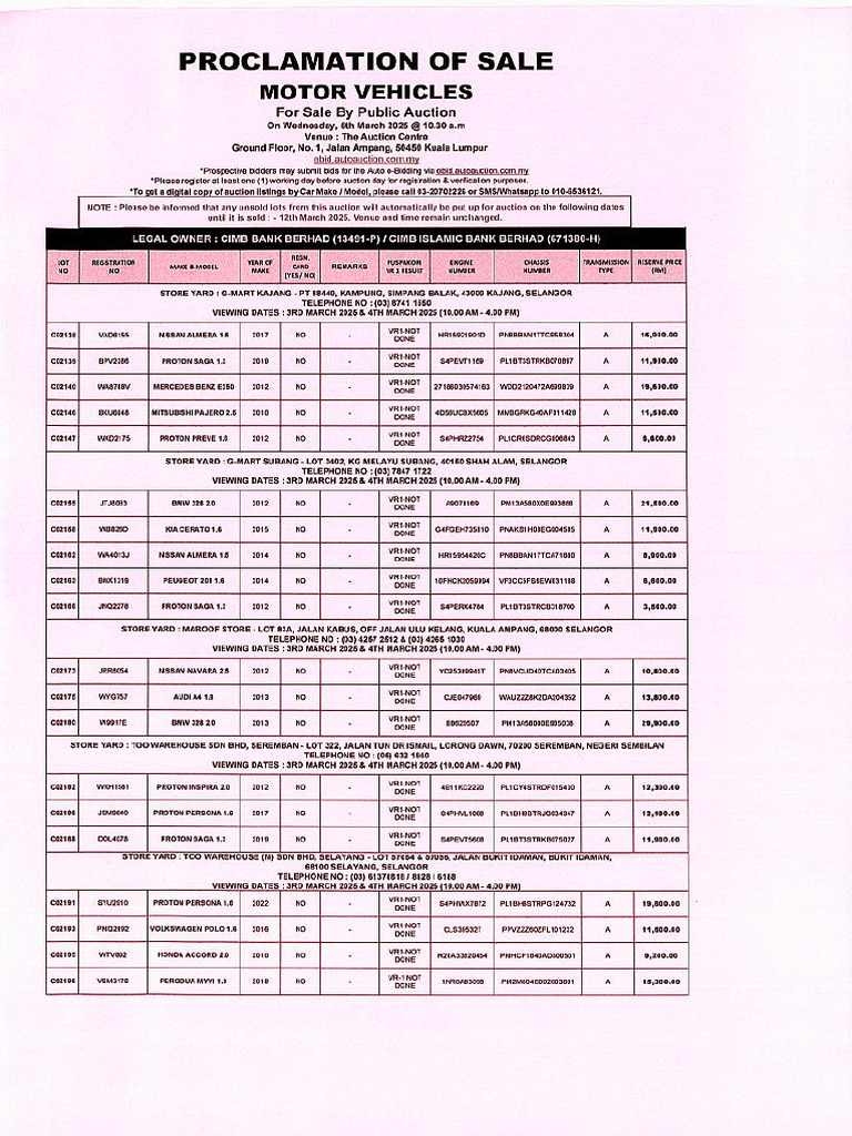 Central Pos Cos Car Auction | PDF