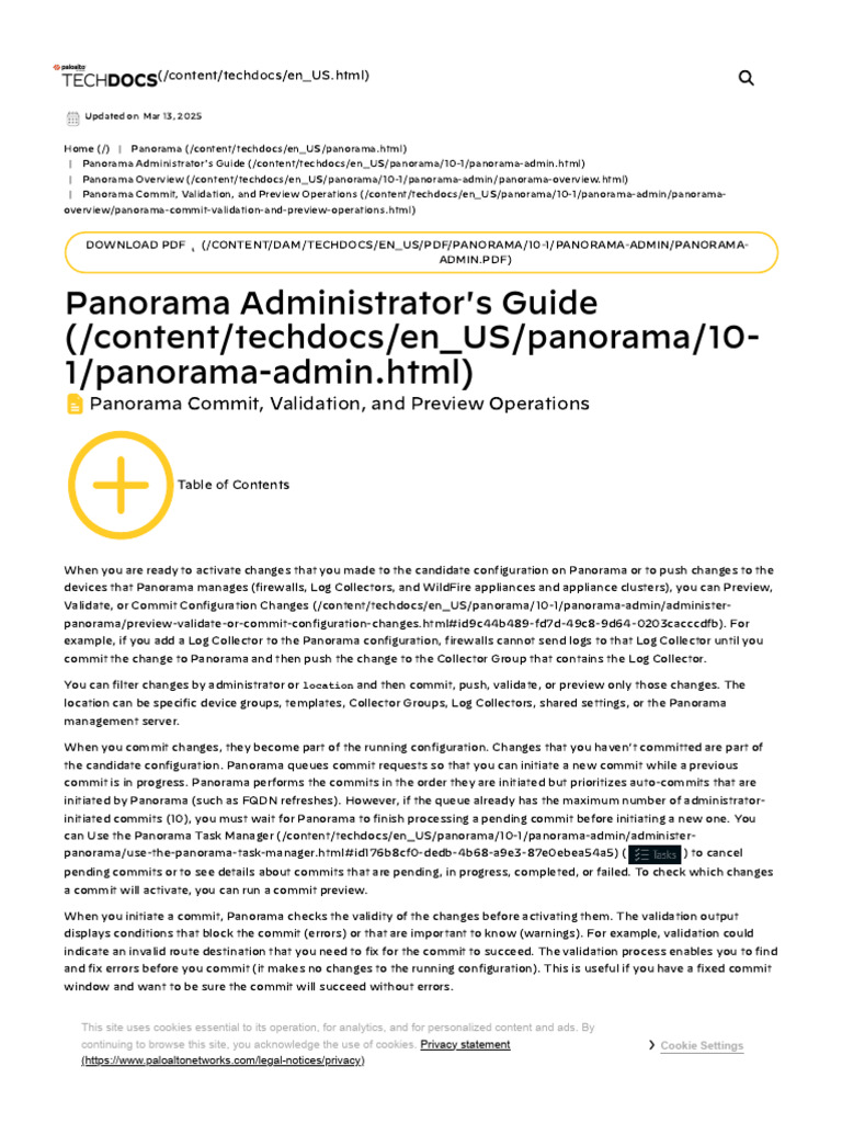 Panorama Commit, Validation, and Preview Operations | PDF | Computer Networking | System Software