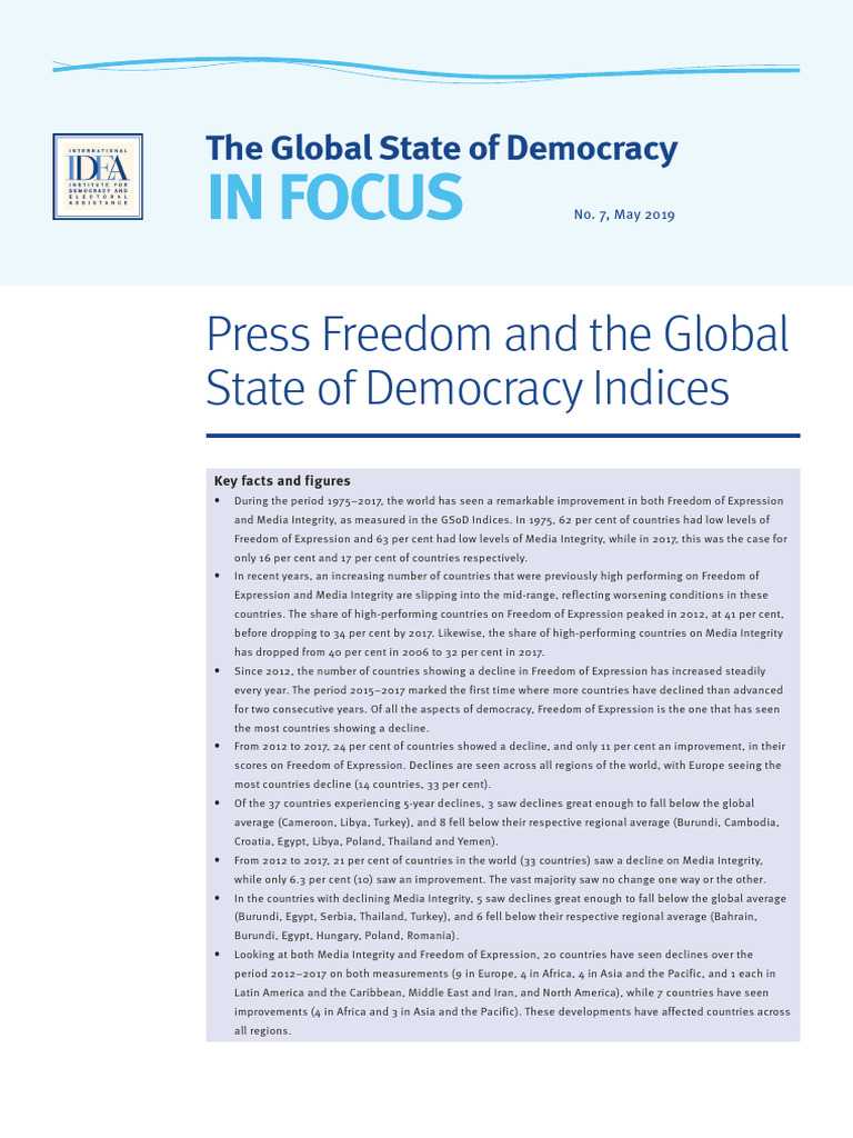 Press Freedom and Global State Democracy Indices | PDF | Freedom Of ...