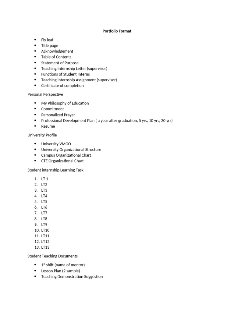 Portfolio Format | PDF